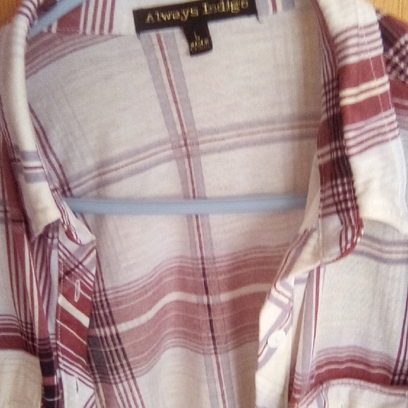always indigo | Tops | Always Indigo Womens Plaid Button Down Shirt ...
